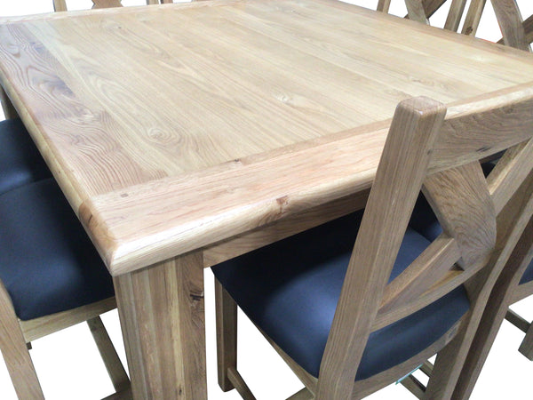 Danube Oak 1.5m Square Dining Set with Maximus Padded Dining Chairs ...