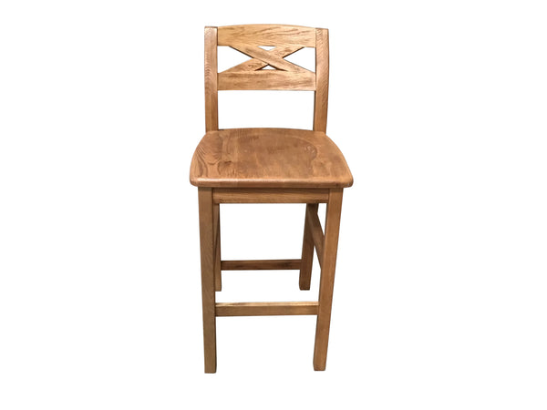 Maximus Weathered Oak Cross-Back Bar Stool - Furnitureclearance.ie